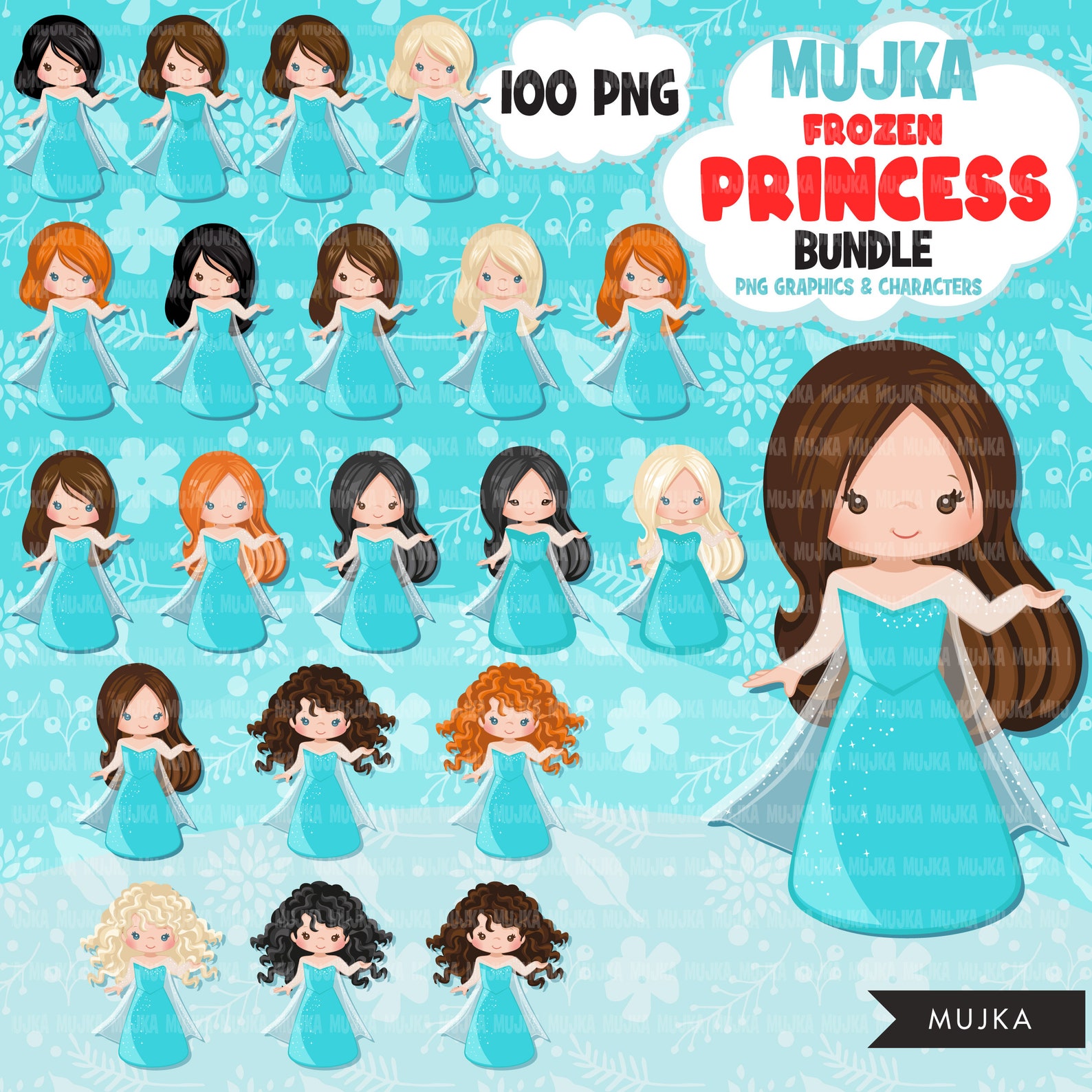 Princess Bundle Princess Png Princess Clipart Birthday - Etsy
