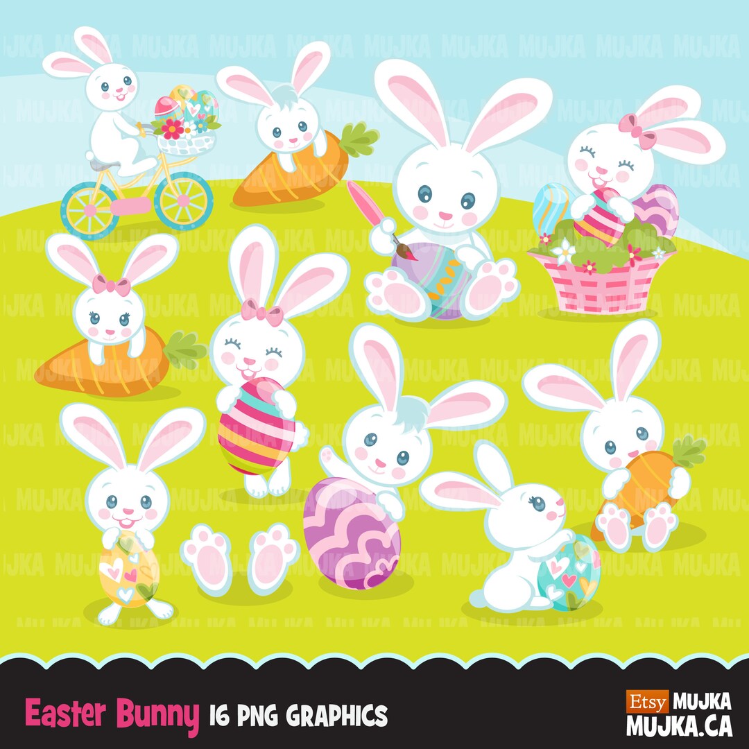 Easter Bunny Clipart. Scavenger Hunt, Egg Painting, Carrots, Spring ...