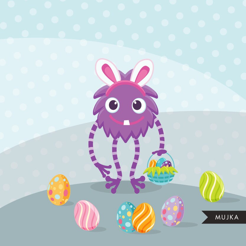 Cute Easter Monsters Clipart Cute Spring Graphics - Etsy