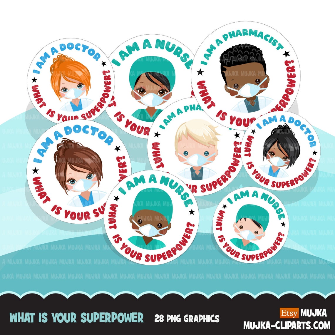 What is Your Superpower Clipart Digital Stickers Nurse - Etsy