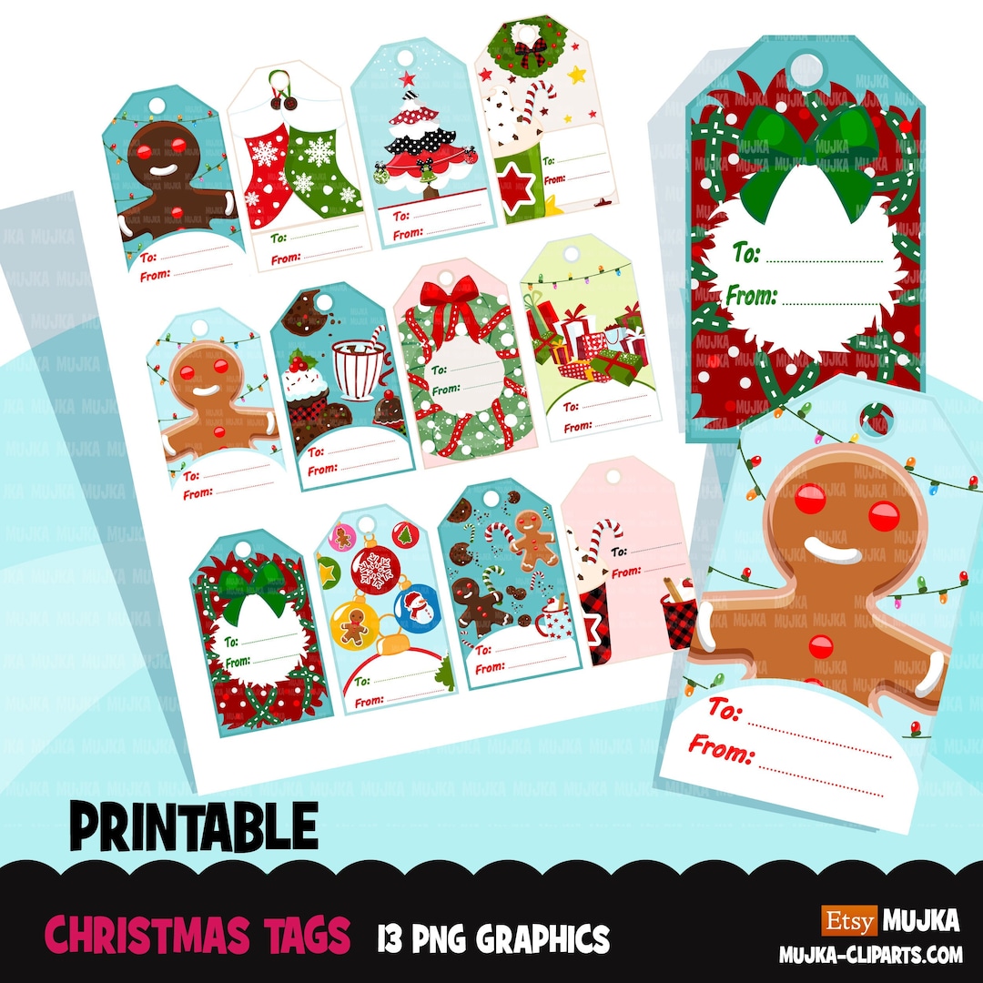 Christmas Tags, Printable Christmas Gift Tags, Digital Gift Tags, Santa ...