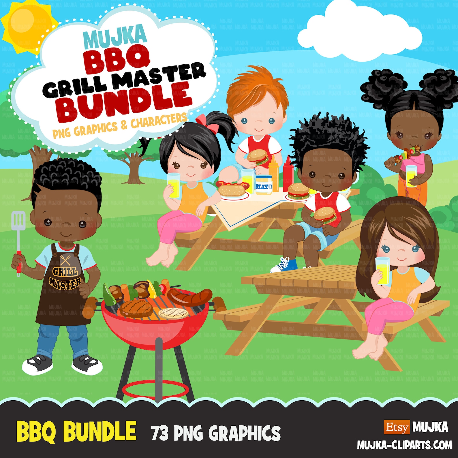Grillmaster BBQ Clipart Bundle Picnic graphics Best friends | Etsy