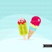 Ice Cream Clipart. Popsicle Graphics , Colorful Bakery Graphics, Waffle ...