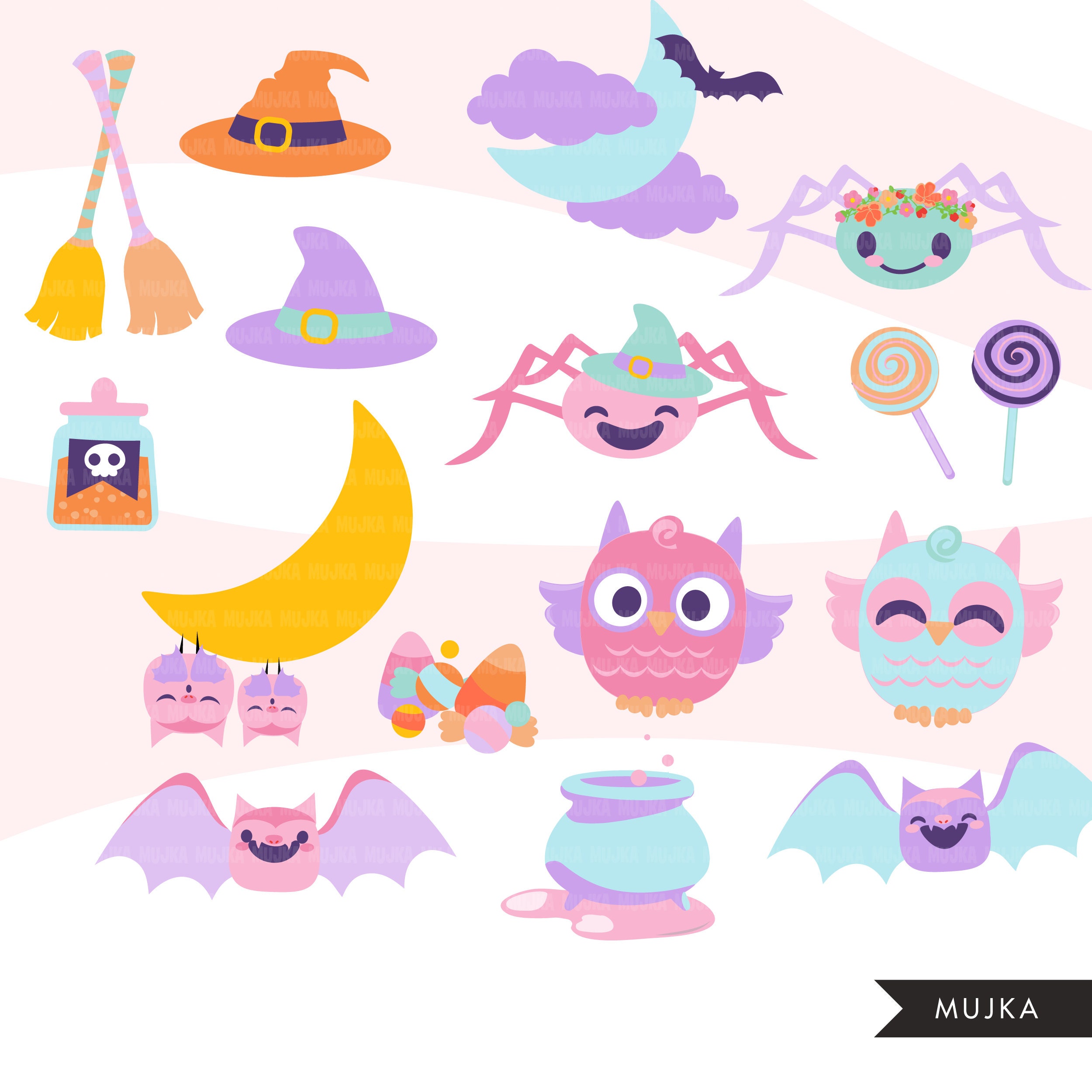 Cute Halloween Clipart Pink Halloween Png Halloween - Etsy