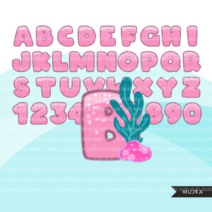 Mermaid Alphabet Clipart, Rainbow Mermaid Squad Capital Letters Numbers ...