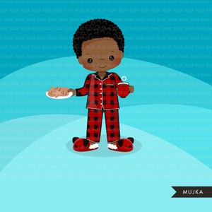 Christmas Clipart. Boy Characters With Hot Chocolate & Cookies for ...