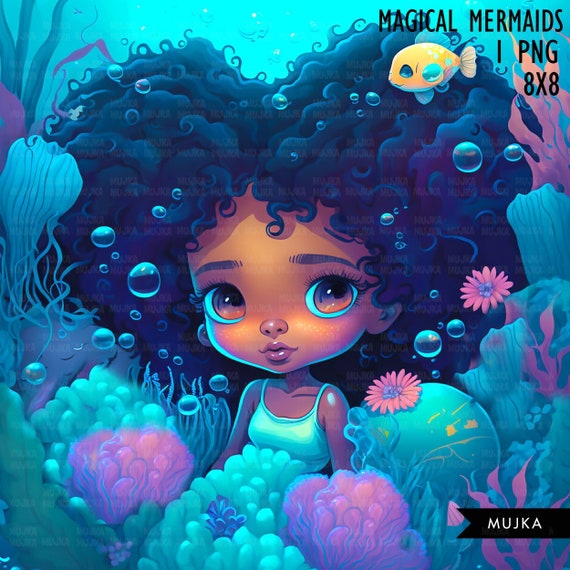 Black Mermaid wall art, printable mermaid decor, sublimation designs ...