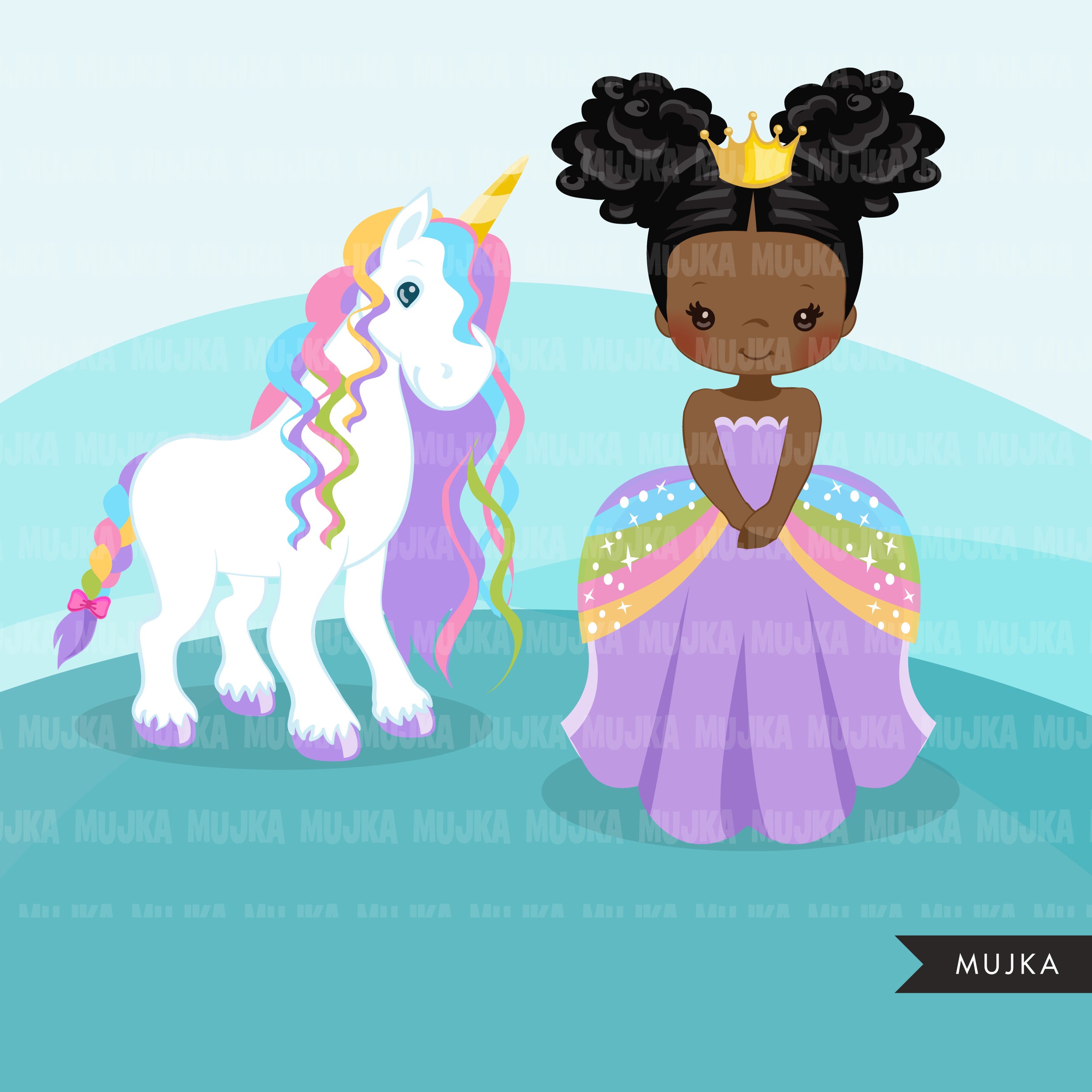 Unicorn Clipart, Black Princess, Unicorn Gifts, Rainbow, Fairy Tale ...