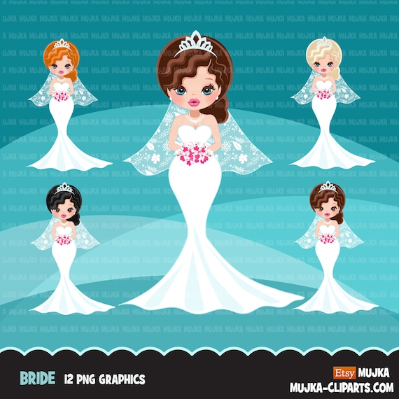 Bride PNG clipart, print and cut, wedding graphics, girl, woman, bridal ...