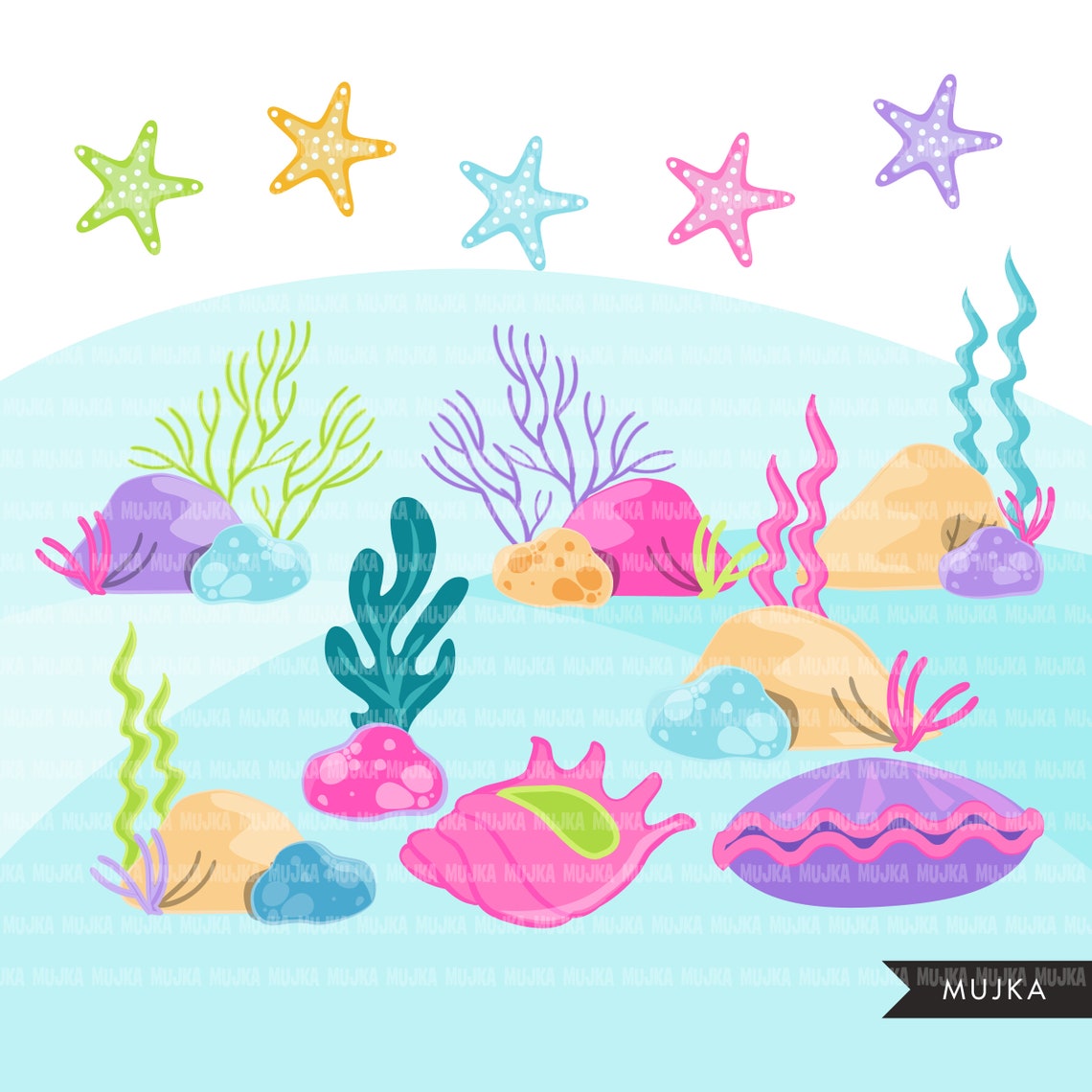 Mermaid Alphabet Clipart, Rainbow Mermaid Squad Capital Letters Numbers ...