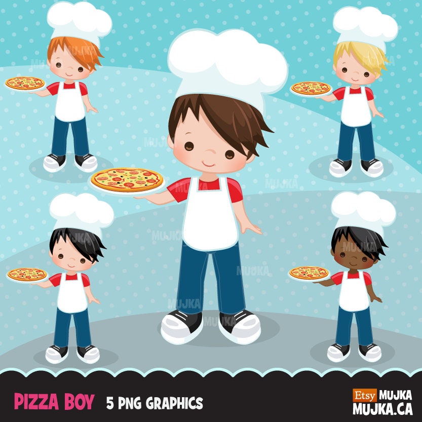 Pizza Chef Clipart. Little Boy Graphics Embroidery - Etsy