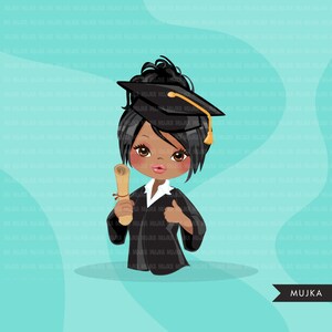 Graduation Clipart, Senior Black Graduate Girls, Grads Png, Graduate ...