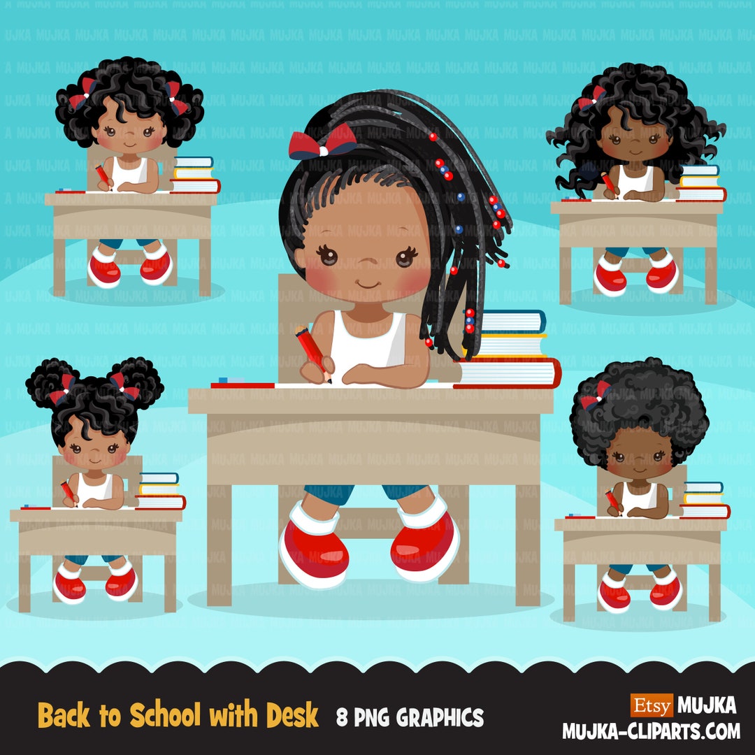 Back to School Clipart, School Png, African American Girl Students ...