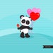Valentine's Day Panda Clipart. Cute Panda Graphics, Love, Valentine ...