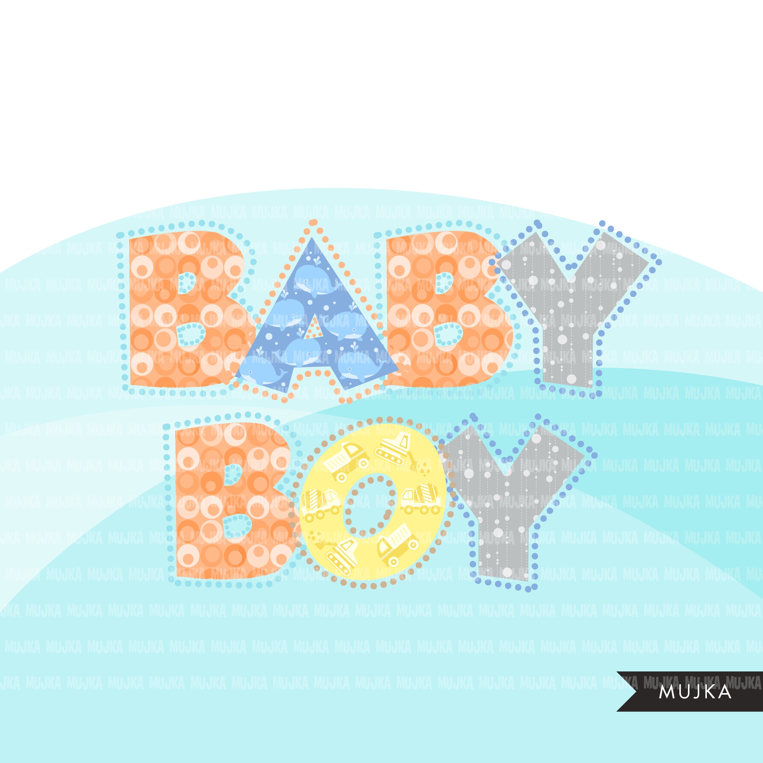 Baby Boy Alphabet Clipart Bundle Dotted Lines Stackable Boy | Etsy