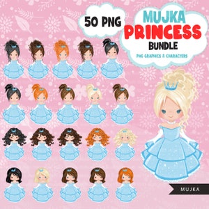Princess Bundle, Princess Png, Princess Clipart, Birthday Bundle, Black ...