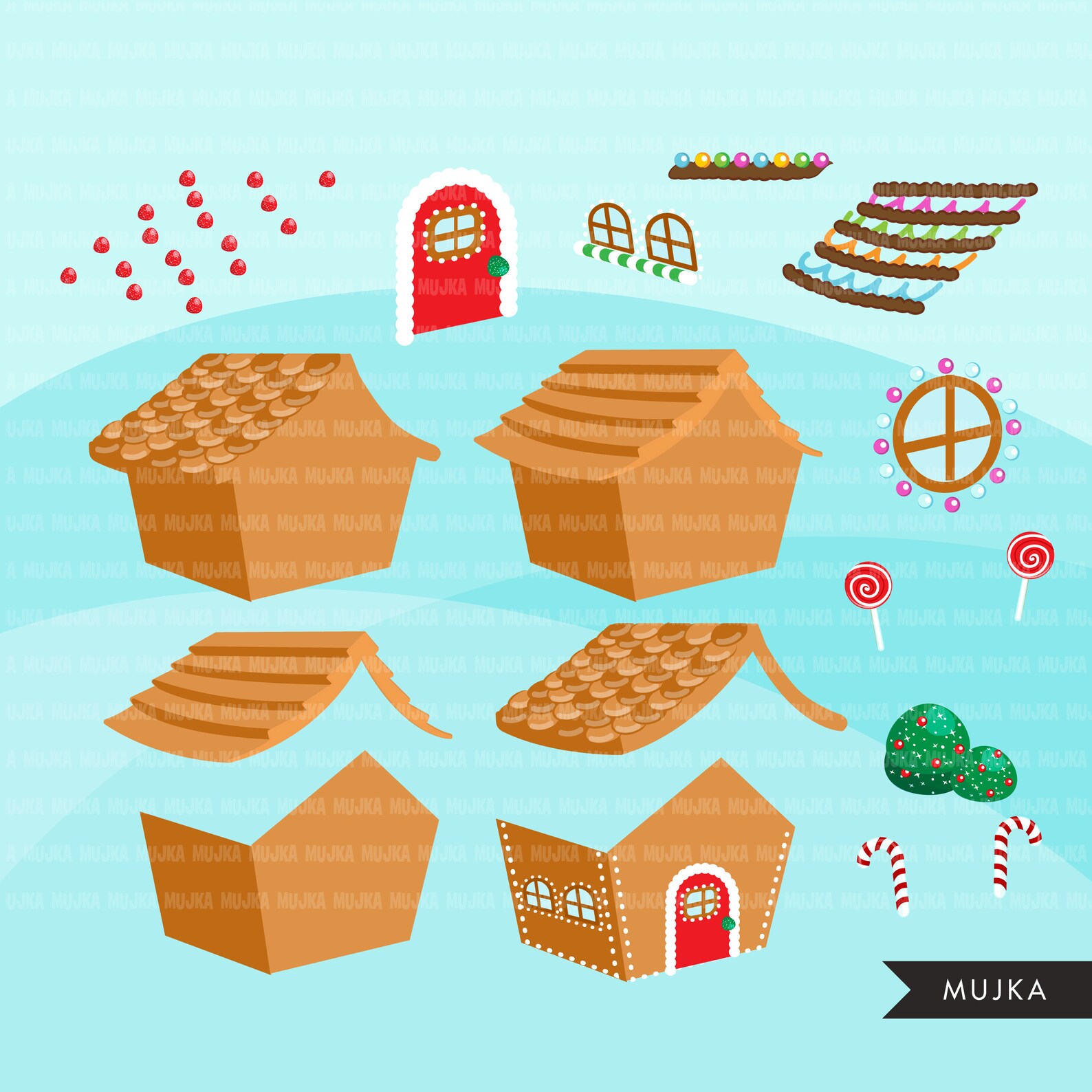 Christmas Gingerbread House Clipart. Make Your Own Gingerbread - Etsy