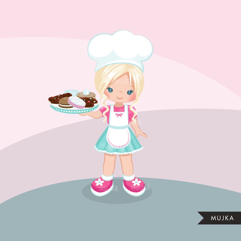 Baking Clip Art Cookie Pastry Chef Clipart. Little Girl - Etsy