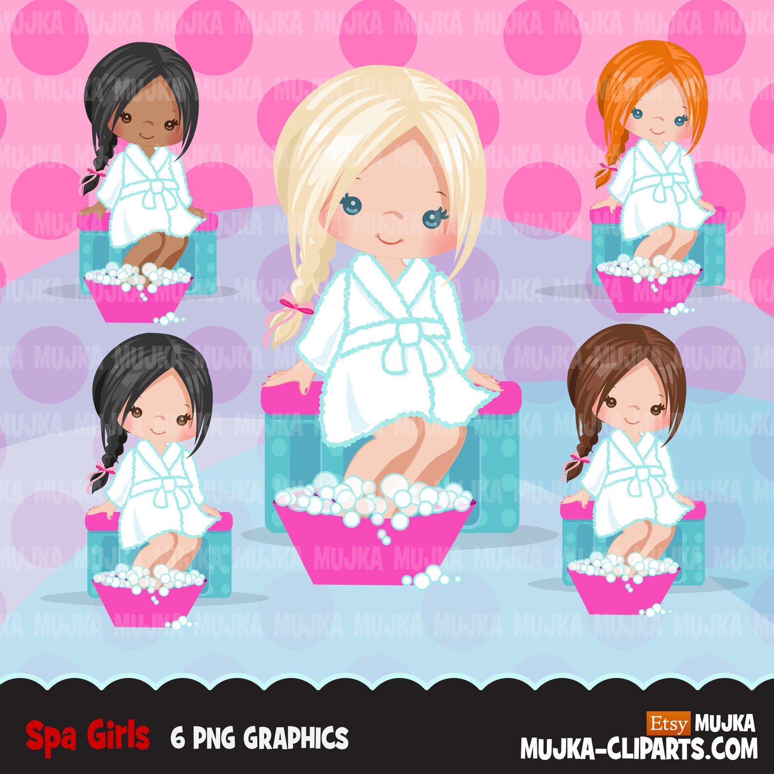 Spa Clipart, Party Girl Clipart Graphics, Bath, Nail Polish, Spa ...