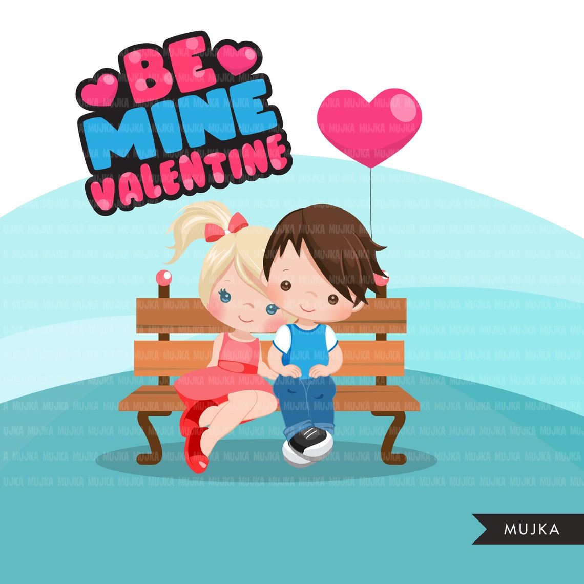 Valentine's Day Clipart Cute Valentine Kids Couples - Etsy