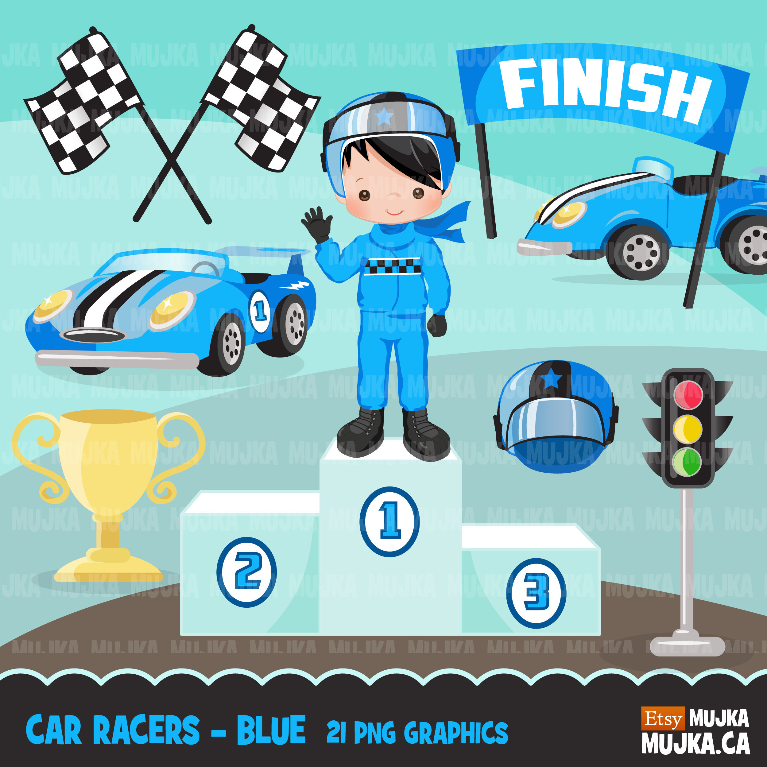 Blue Race Car Clip Art