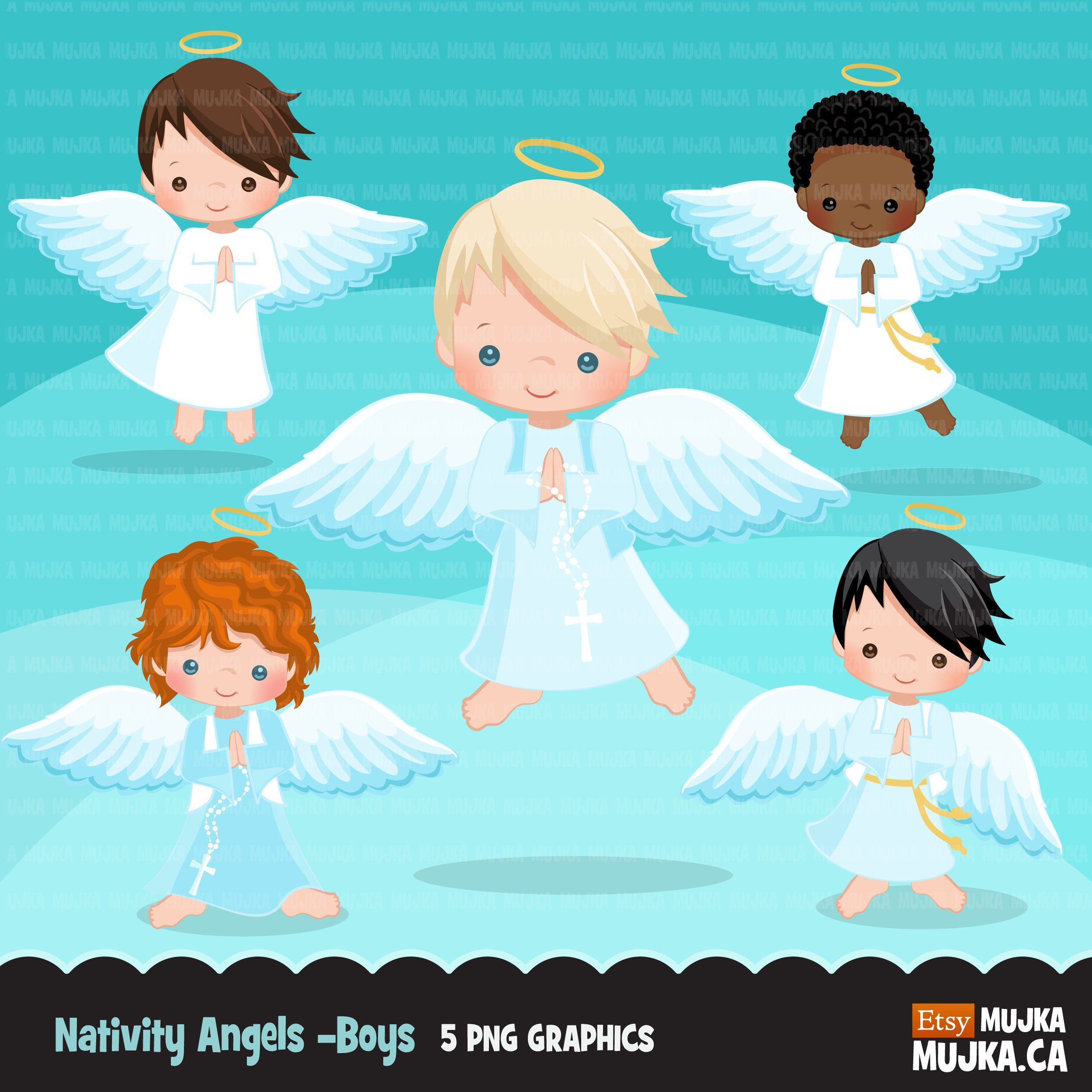 Nativity Angel Boys Clipart. Cute Graphics Cross. Christmas - Etsy