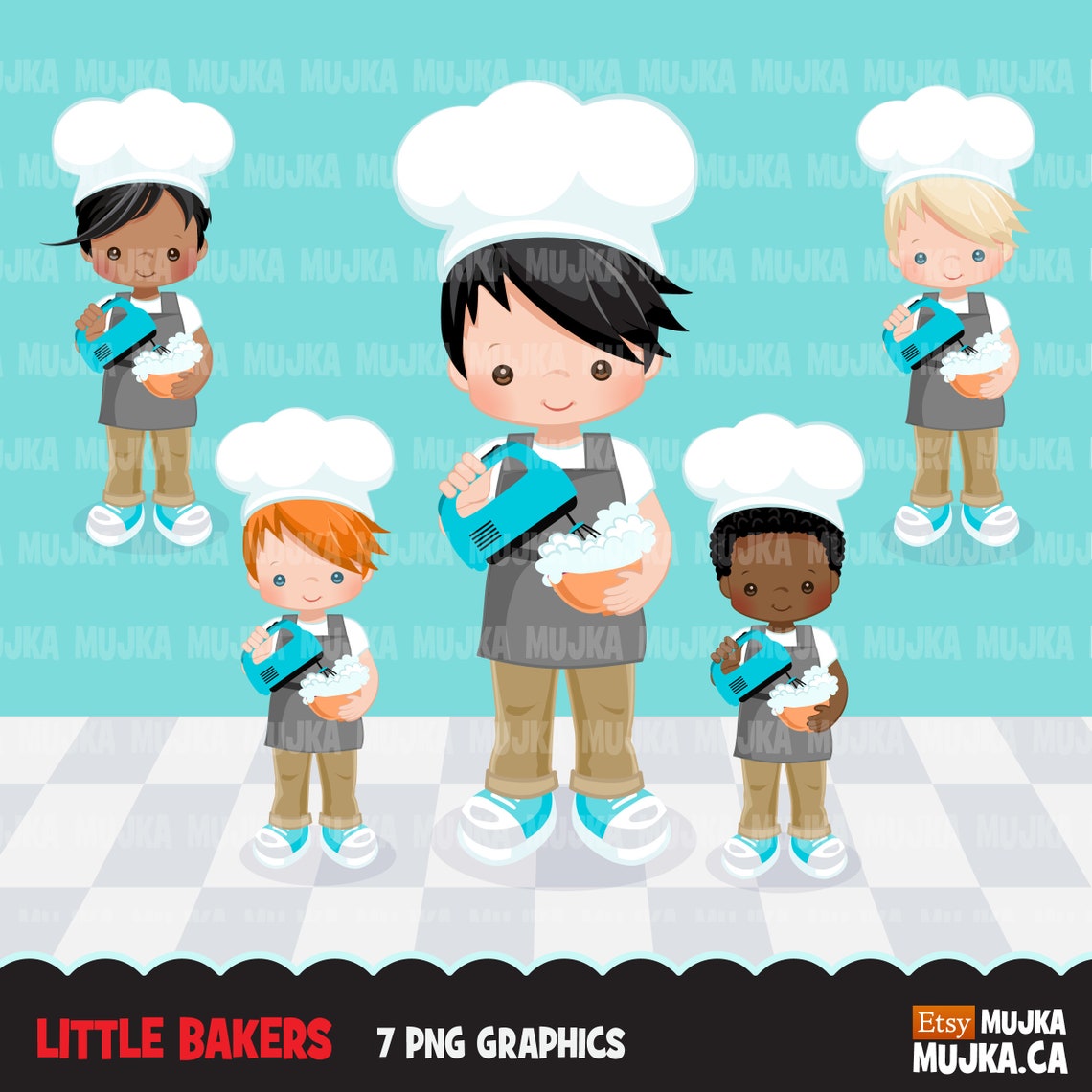 Baking Clipart Cute Baker Boy Characters Kitchen Chores | Etsy