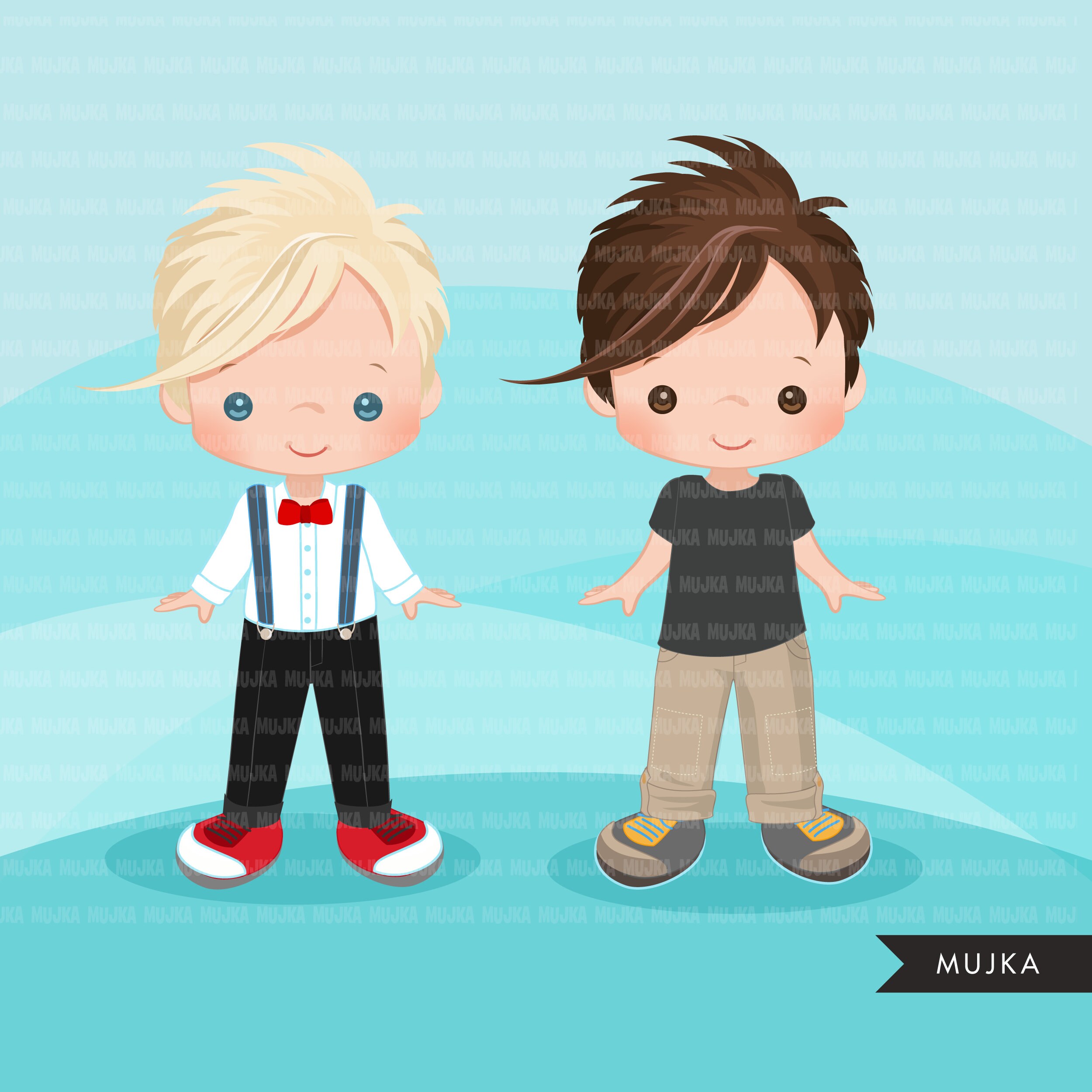 Paper Doll Clipart, Little Boys Dressing Party Graphics. Cute ...