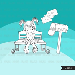 Valentine's Day Digital Stamps. Valentine Love Letters Graphics, Kawaii ...