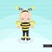 Bumblebee Boys Clipart. Cute Summer Birthday Characters Shop - Etsy
