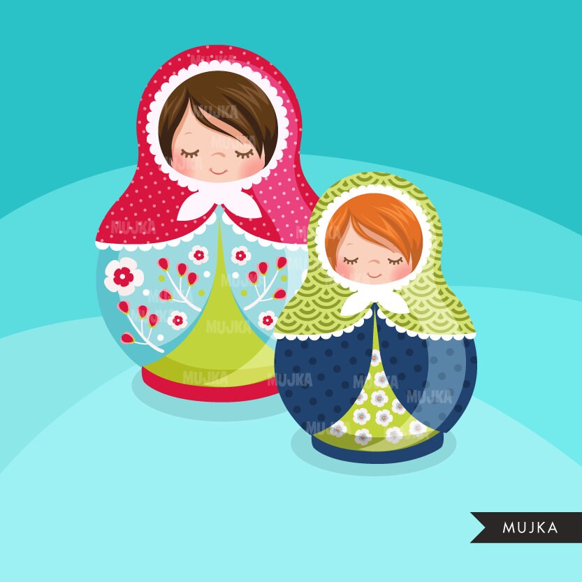 Matryoshka Clipart Russian Nesting Dolls Graphics Card - Etsy