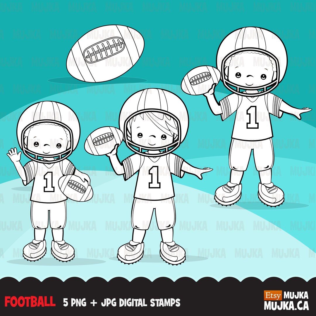 Football Players Digital Stamps. Sports Graphics Line Art Graphics ...
