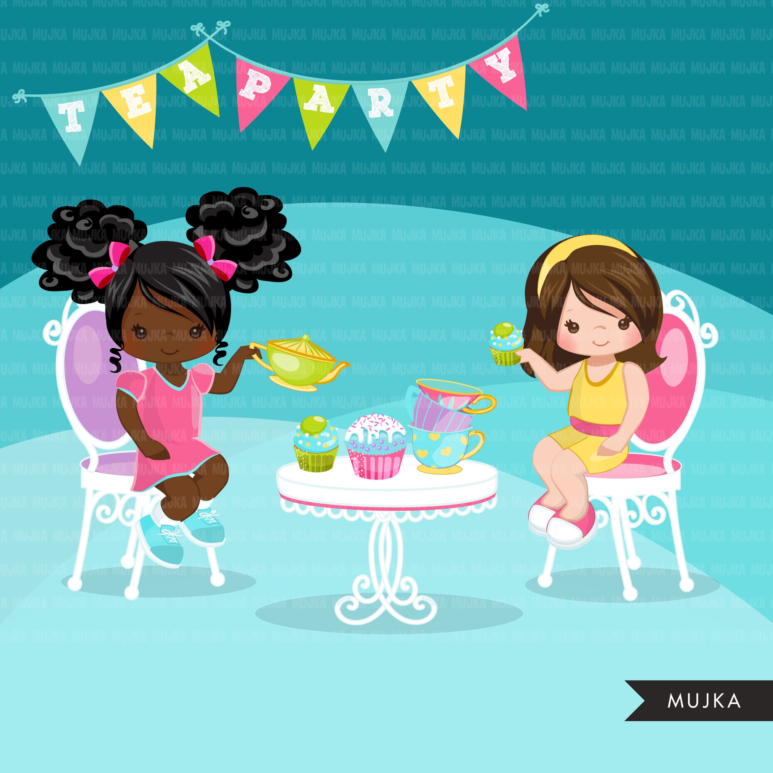 Tea Party Clipart Tea Party Birthday Tea Party Birthday - Etsy
