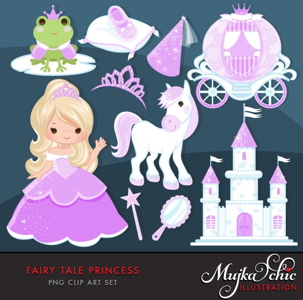 Fairy Tale Princess Clipart purple. Fairy Tale characters | Etsy