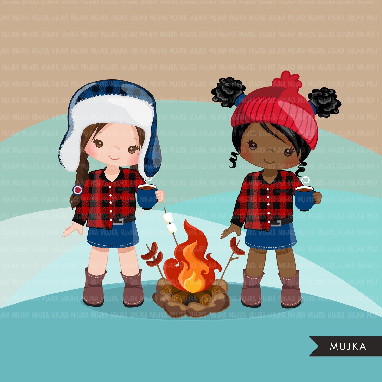 Lumberjack Clipart, Christmas Clipart, Camping Clipart, Plaid Christmas ...