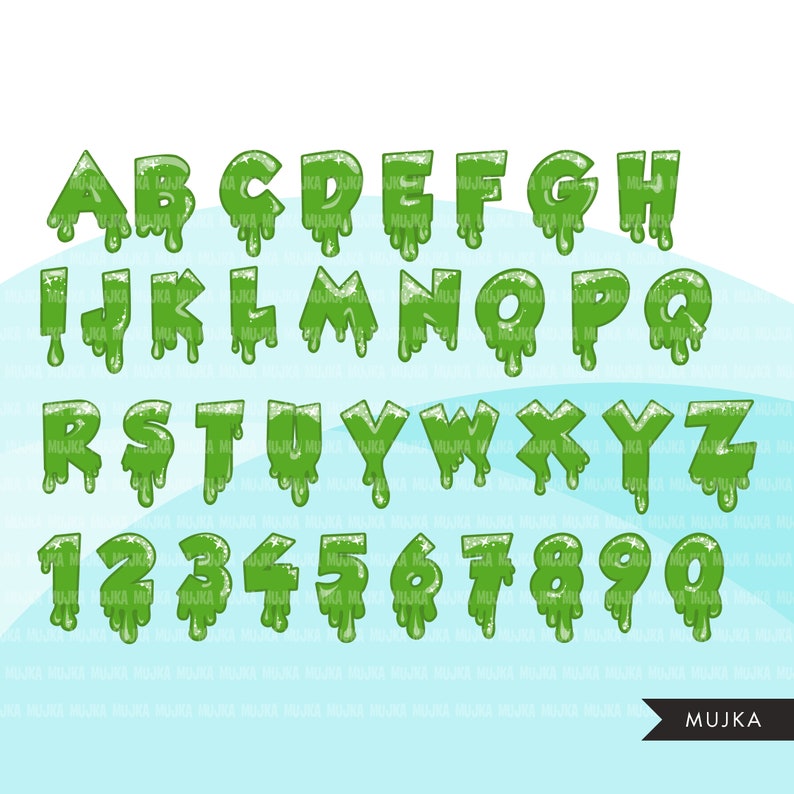 Halloween Alphabet Slime Alphabet Clipart Slime Letters | Etsy