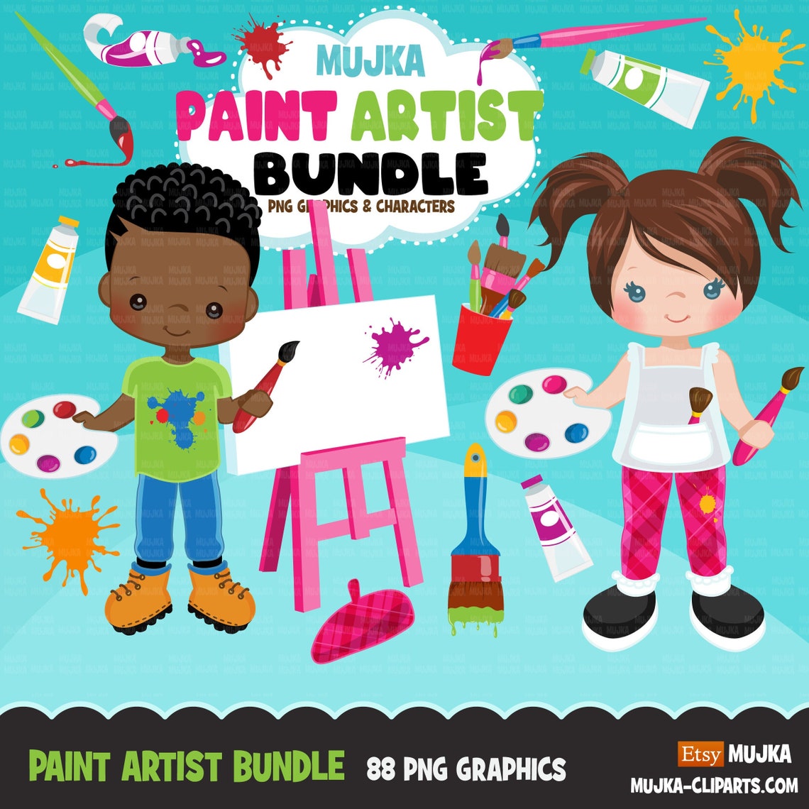 Artist Clipart Bundle Artist Boys Artist Girls Art Party - Etsy