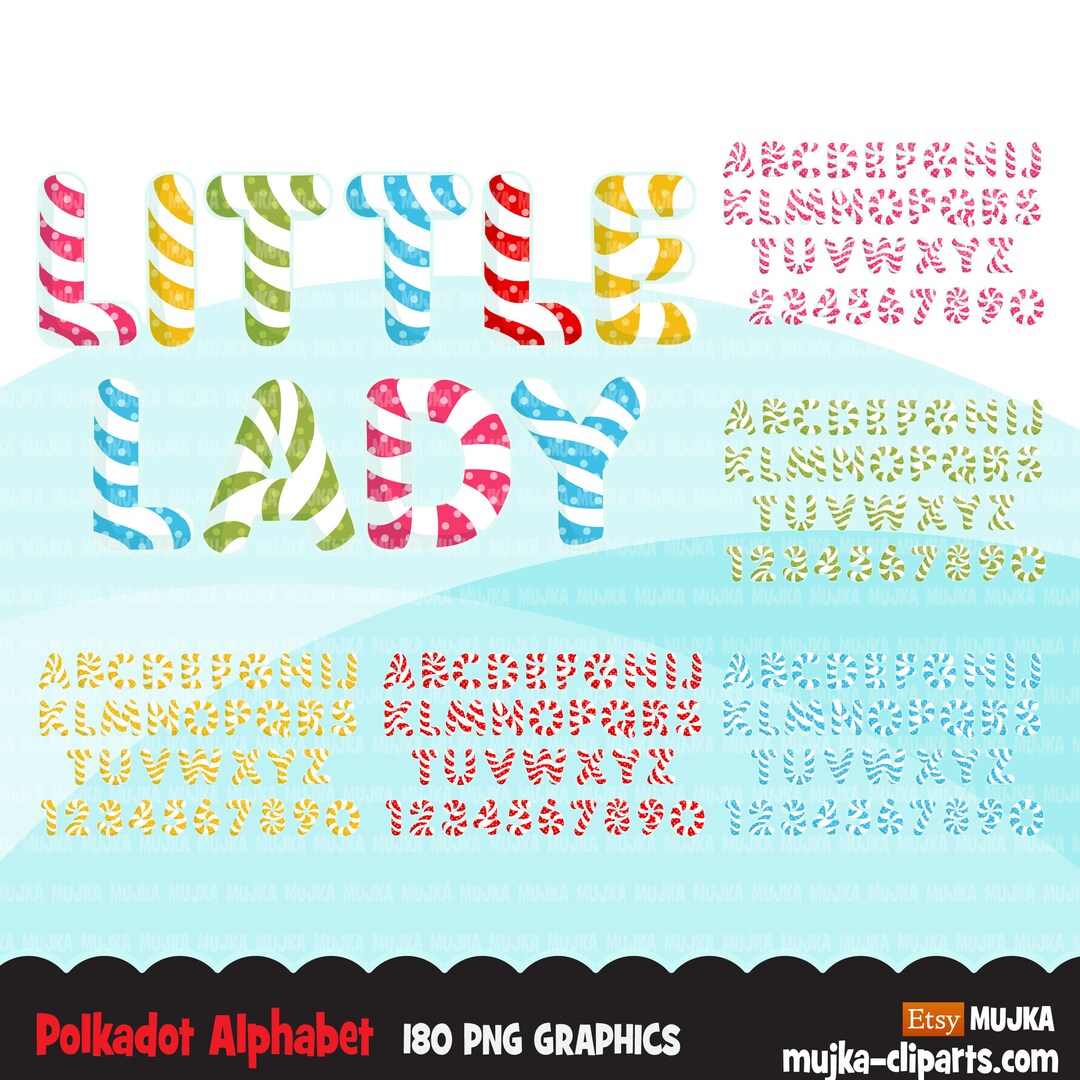 Polka Dot Alphabet Clipart, Lollipop Shaped Letters and Numbers ...