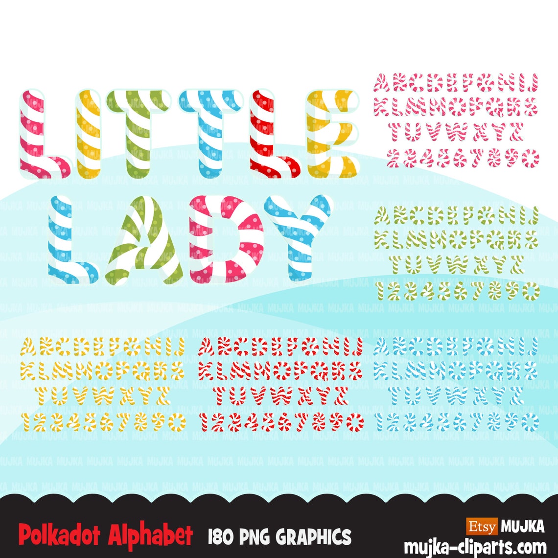 Polka Dot Alphabet Clipart, Lollipop Shaped Letters and Numbers ...