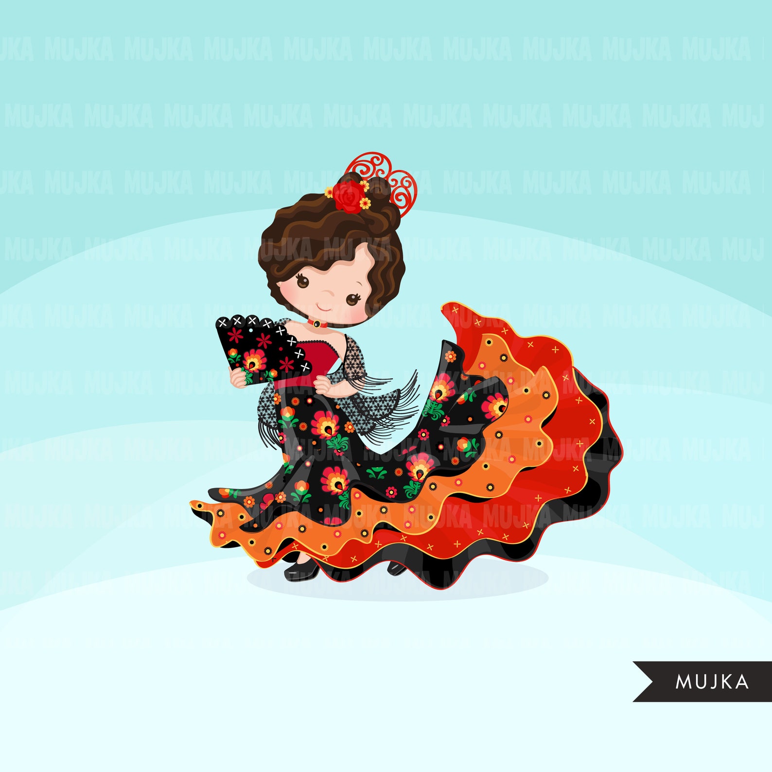 Flamenco Clipart. Spanish Flamenco Dancers, Tradition, Planner Sticker ...