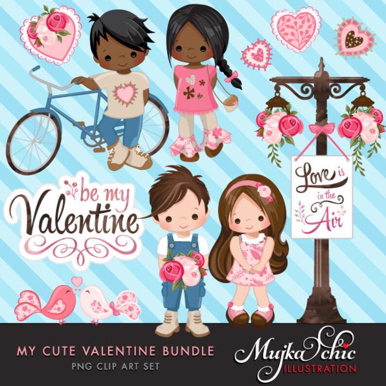 Valentine Clipart Bundle. Valentine's Day Graphics | Etsy