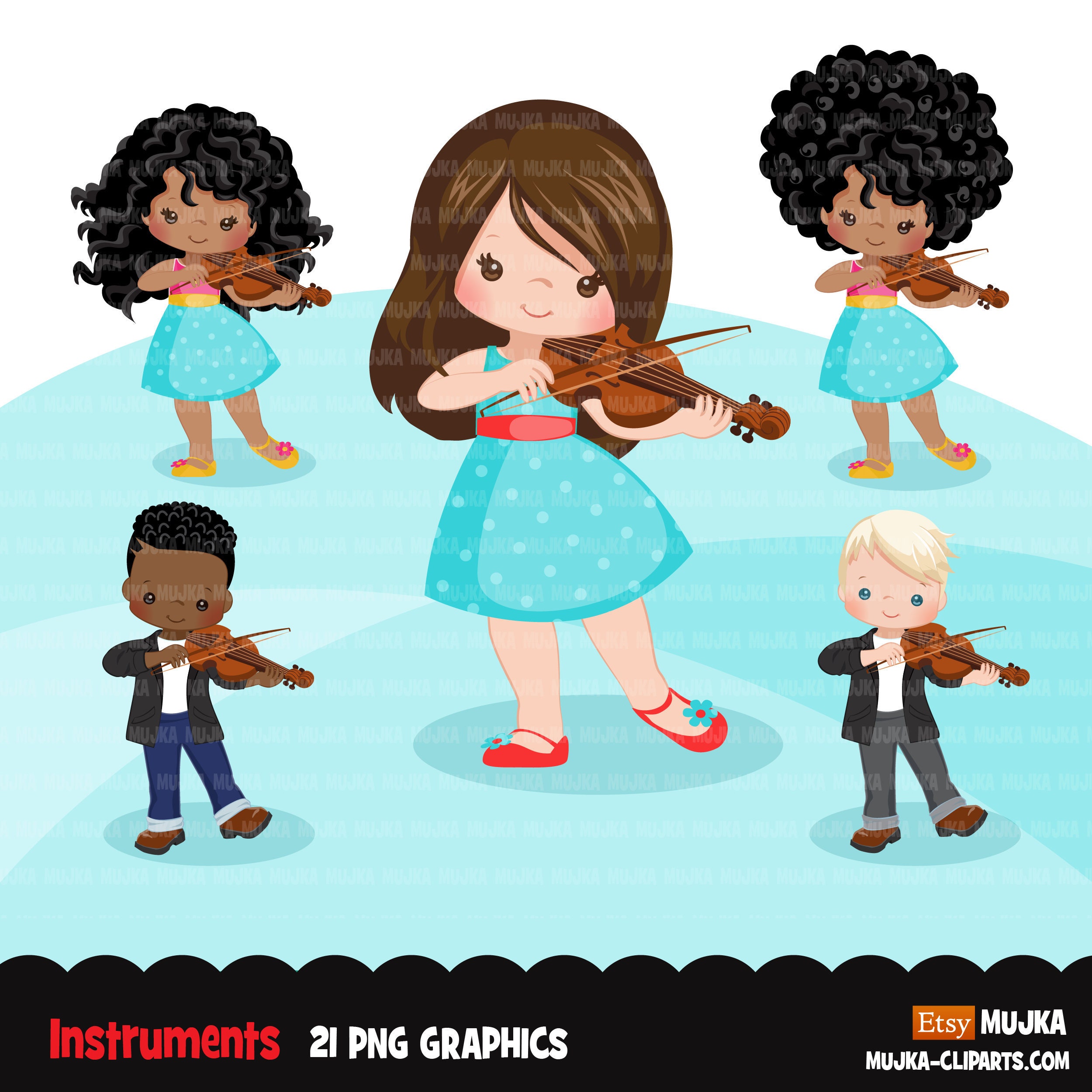 Kid Playing Violin Clip Art