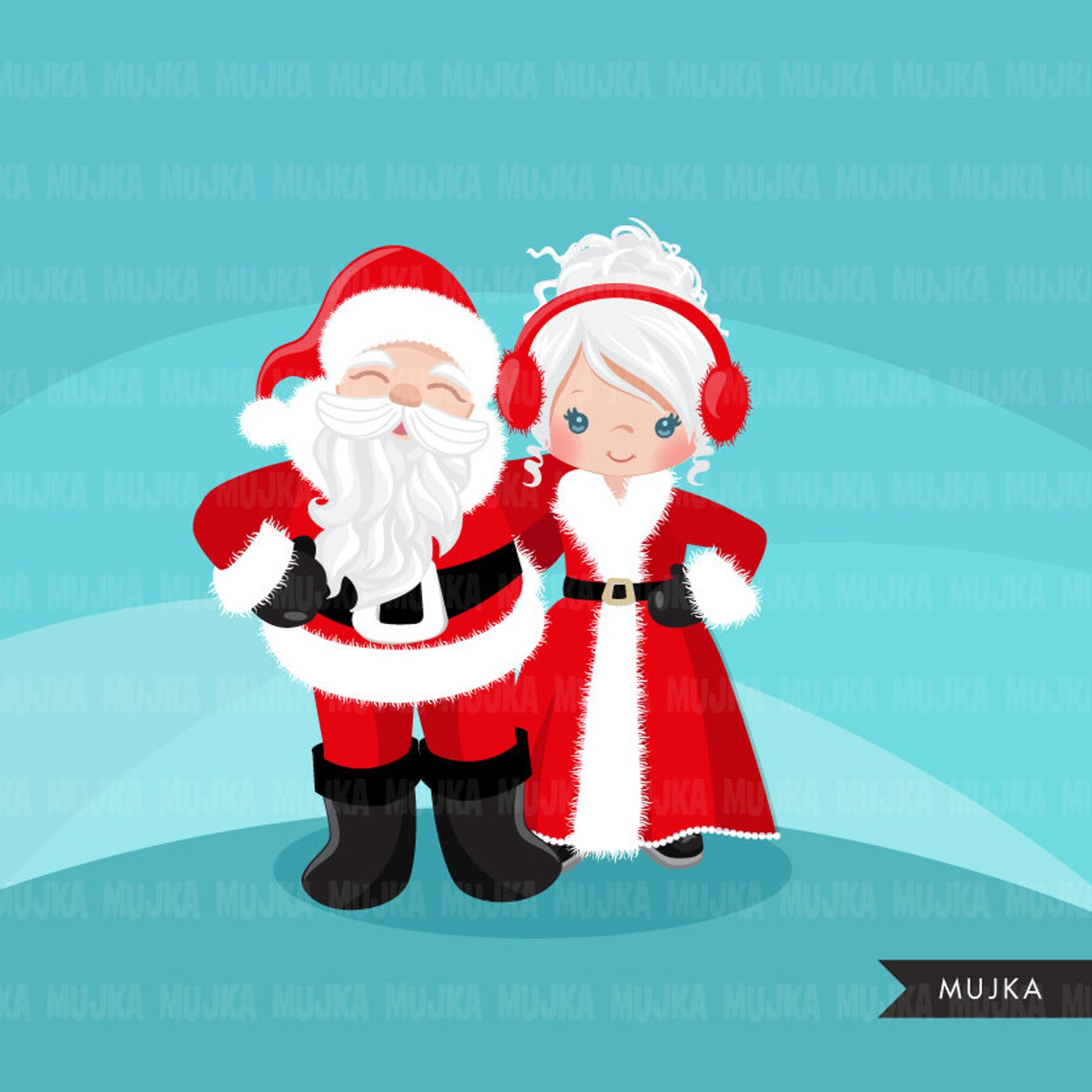 Santa Clipart. Mr and Mrs Santa Christmas Graphics - Etsy