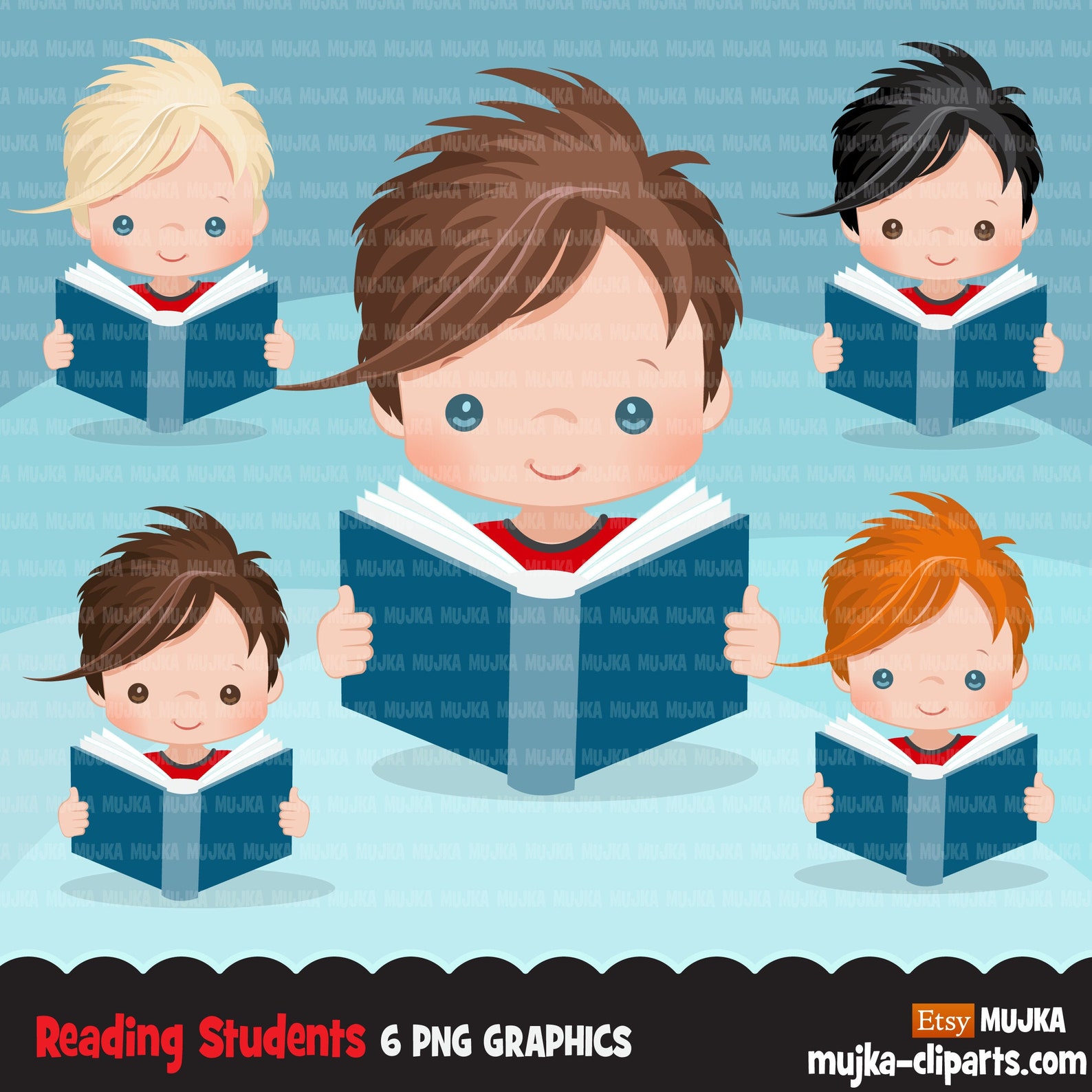 Reading Clipart, School Activity, Back to School Student Boy Graphics ...