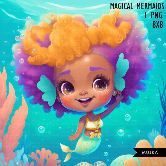 Black Mermaid wall art, printable mermaid decor, sublimation designs ...