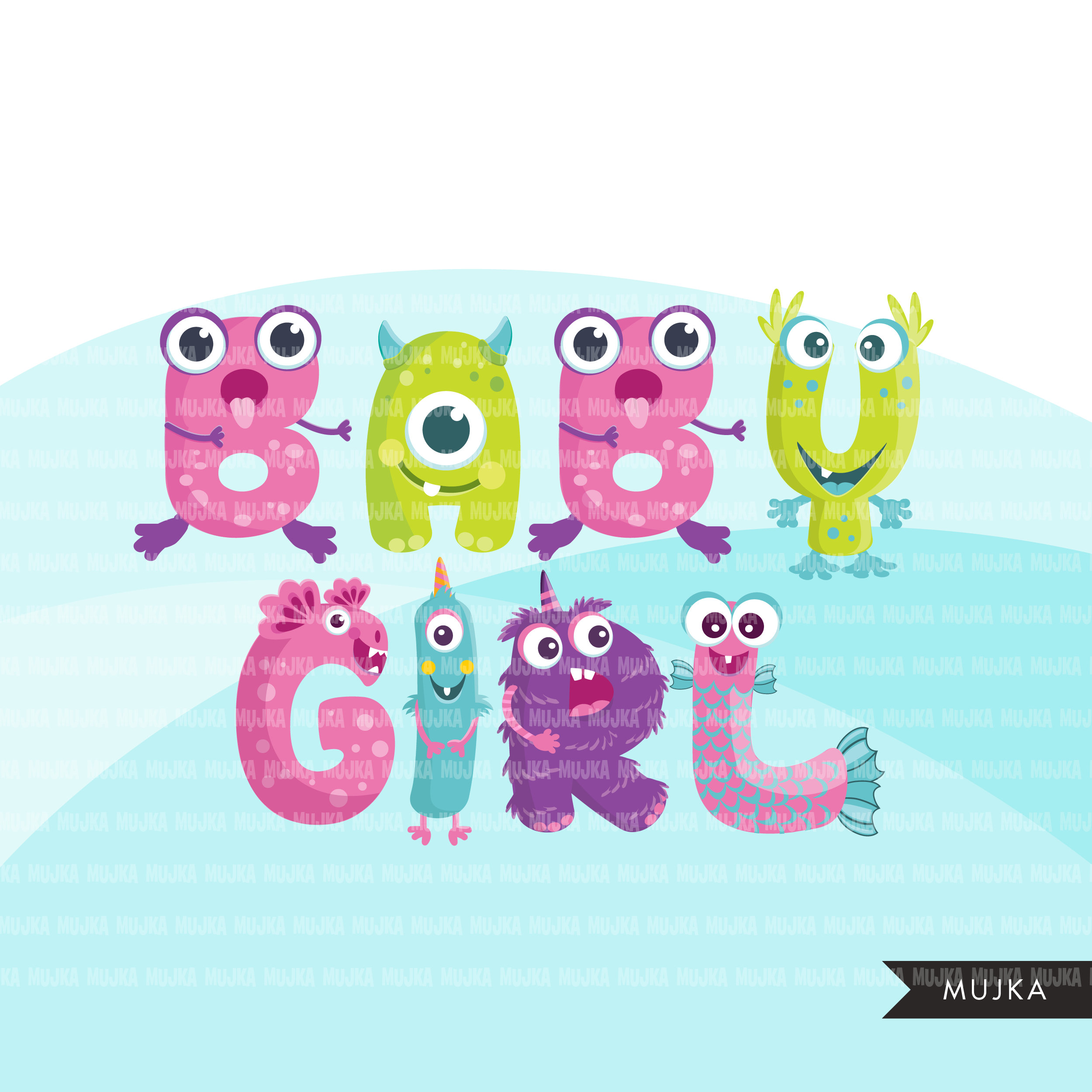 Monster Alphabet Clipart Birthday Boy Girl and Baby Shower | Etsy