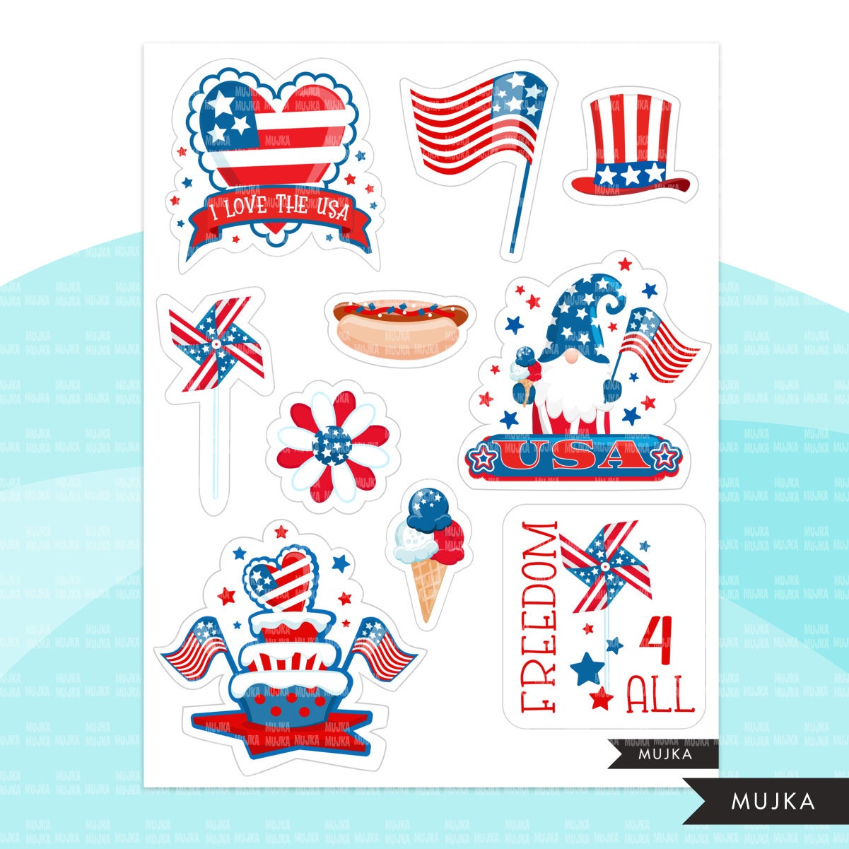 4th of July Stickers Printable Stickers Independence Day - Etsy