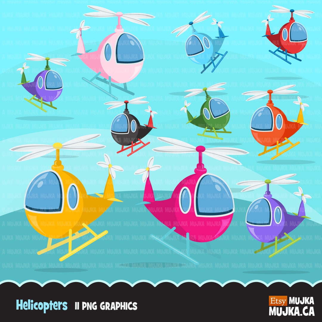 Helicopter Clipart, Air Vehicles. Air Craft Cute Colorful Helicopters ...