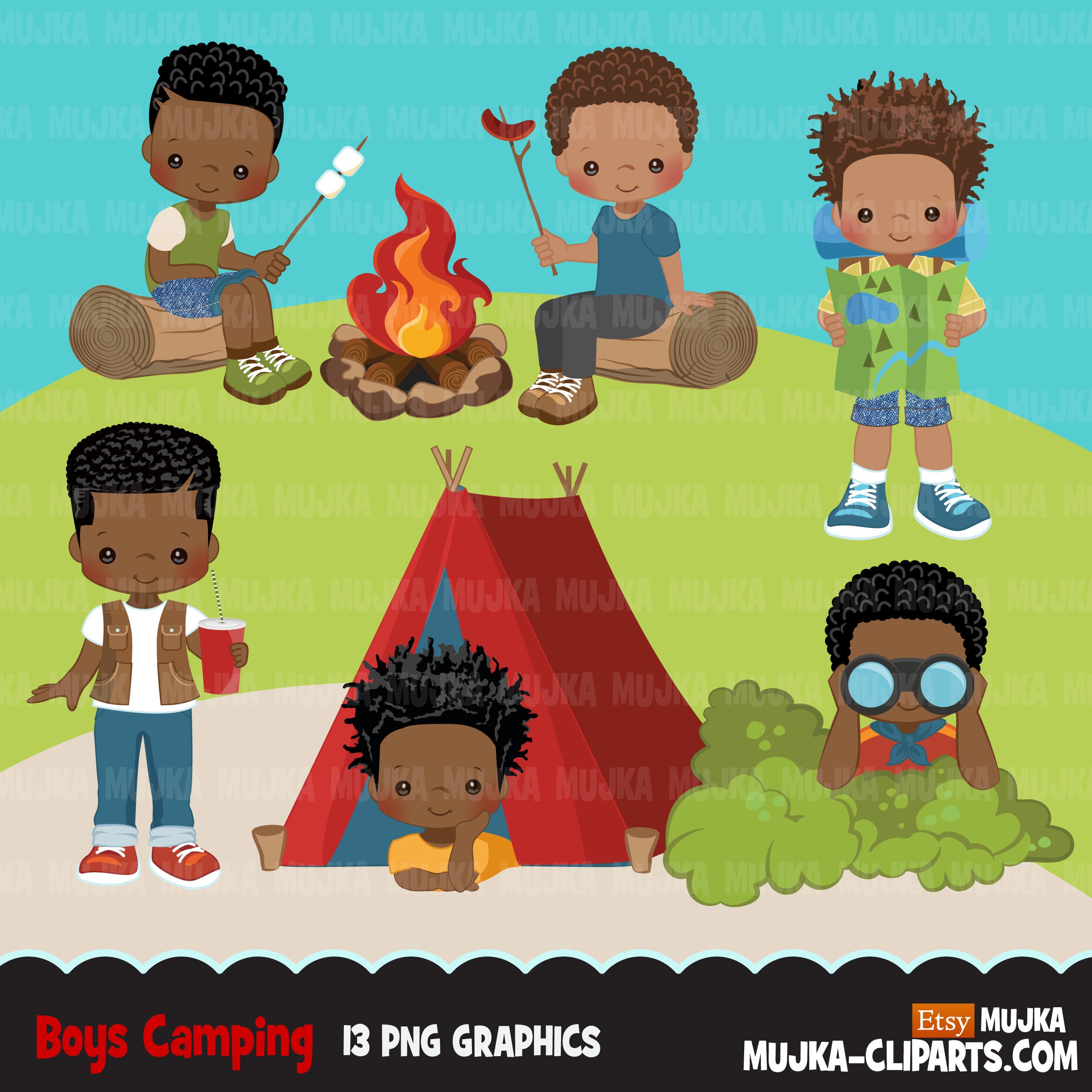 Black Boy Png, Camping Clipart, Campground Png, Campfire, Tent, Boy ...
