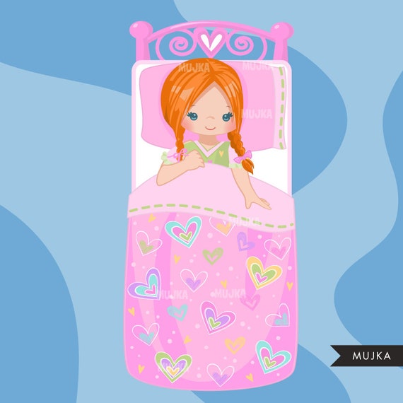 Little Girls Sleepover Clipart Images